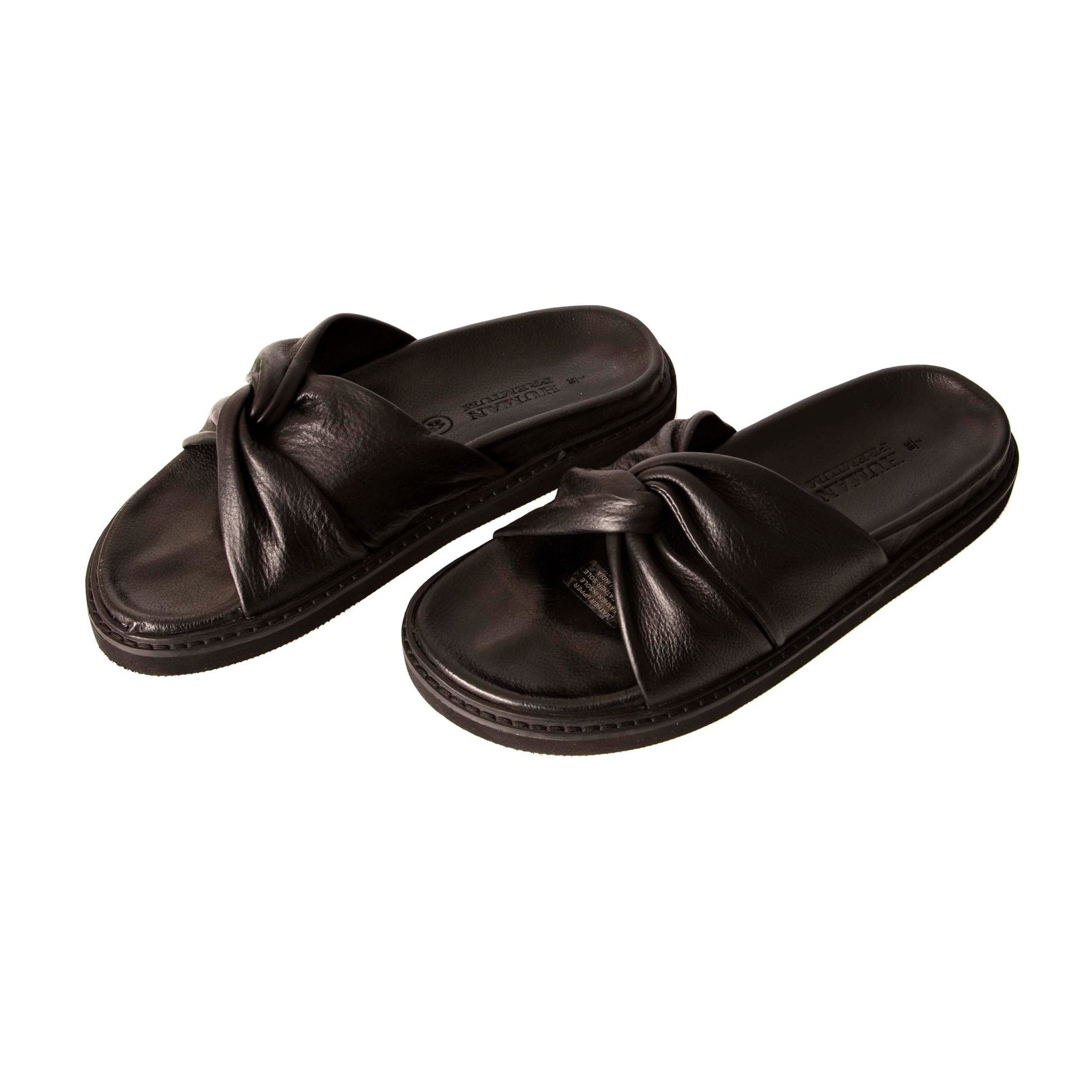 Atlanta Leather Slide in Black | HUMAN SHOES | Hey Sara